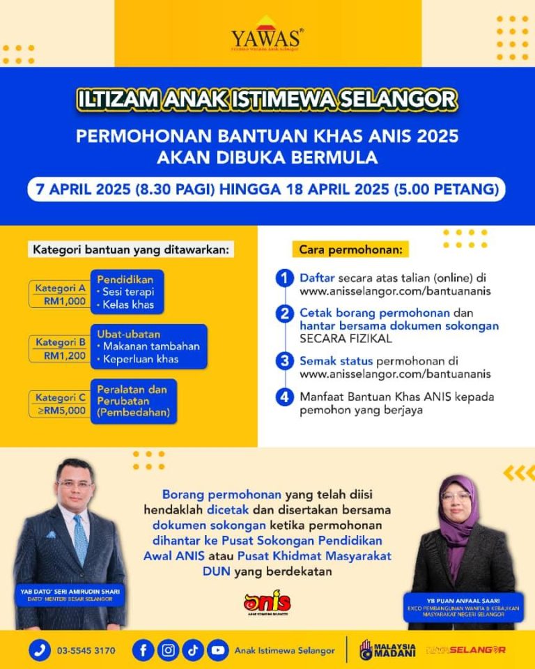 Cara Mohon Bantuan Khas Anak Istimewa Selangor (ANIS 2025)